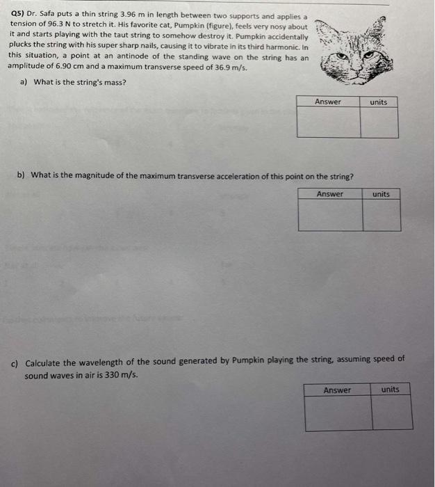 Solved Q5) Dr. Safa puts a thin string 3.96 m in length | Chegg.com