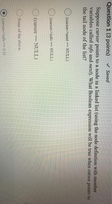 Solved Question 1 (3 points) Saved Suppose cursor points | Chegg.com