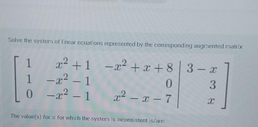 Solved Solve the system of linear equations represented by | Chegg.com