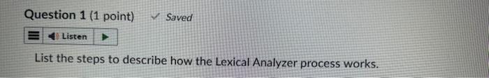 Solved List the steps to describe how the Lexical Analyzer | Chegg.com