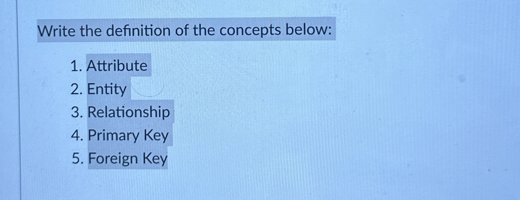 Solved Write the definition of the concepts | Chegg.com