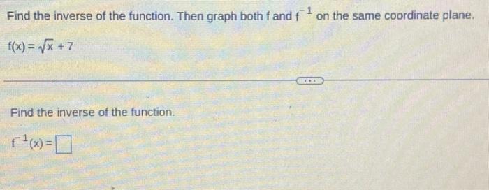 Solved Find the inverse of the function. Then graph both f | Chegg.com