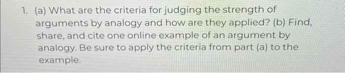 (a) What are the criteria for judging the strength of | Chegg.com