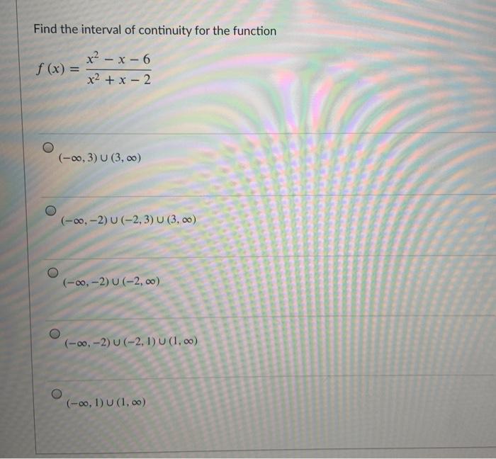 Solved Find the interval of continuity for the function f(x) | Chegg.com