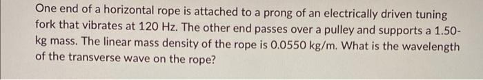 Solved One end of a horizontal rope is attached to a prong | Chegg.com