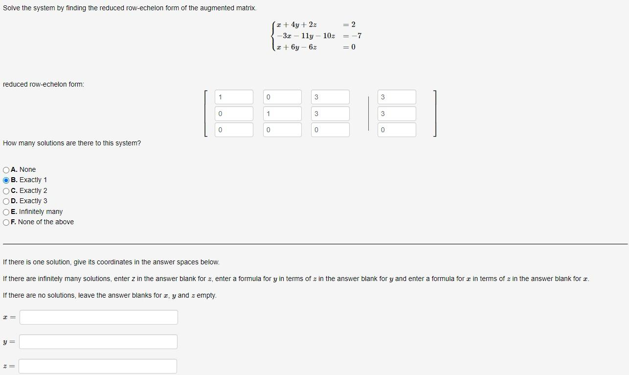 Solved Solve the system by finding the reduced row-echelon | Chegg.com