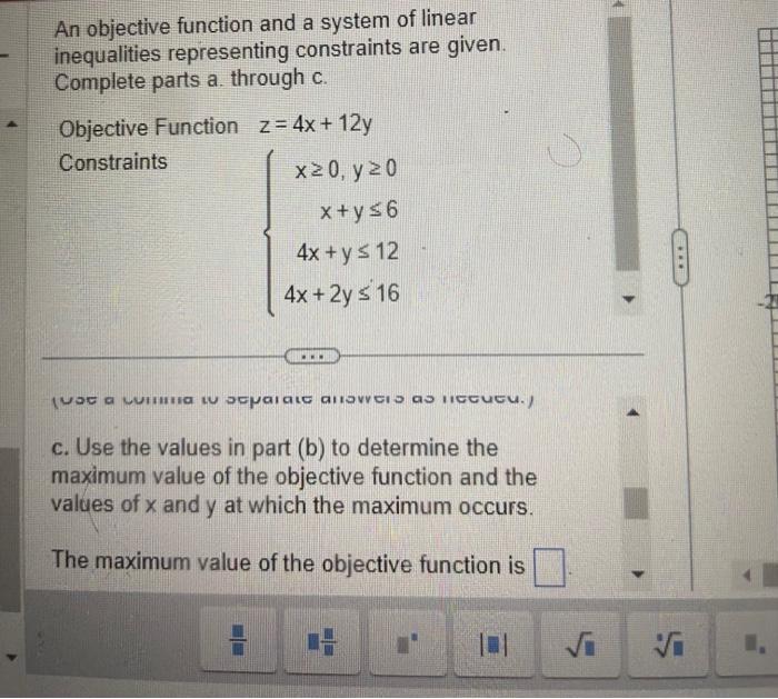 An objective function and a system of linear | Chegg.com