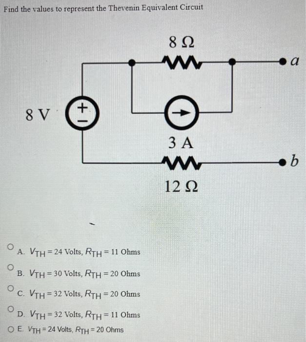 Solved Find the values to represent the Thevenin Equivalent | Chegg.com