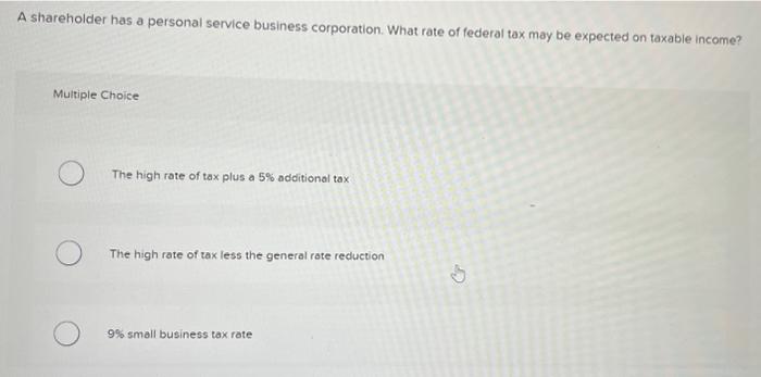 Solved A shareholder has a personal service business | Chegg.com