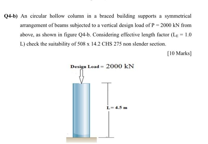 Solved Q4-b) An circular hollow column in a braced building | Chegg.com
