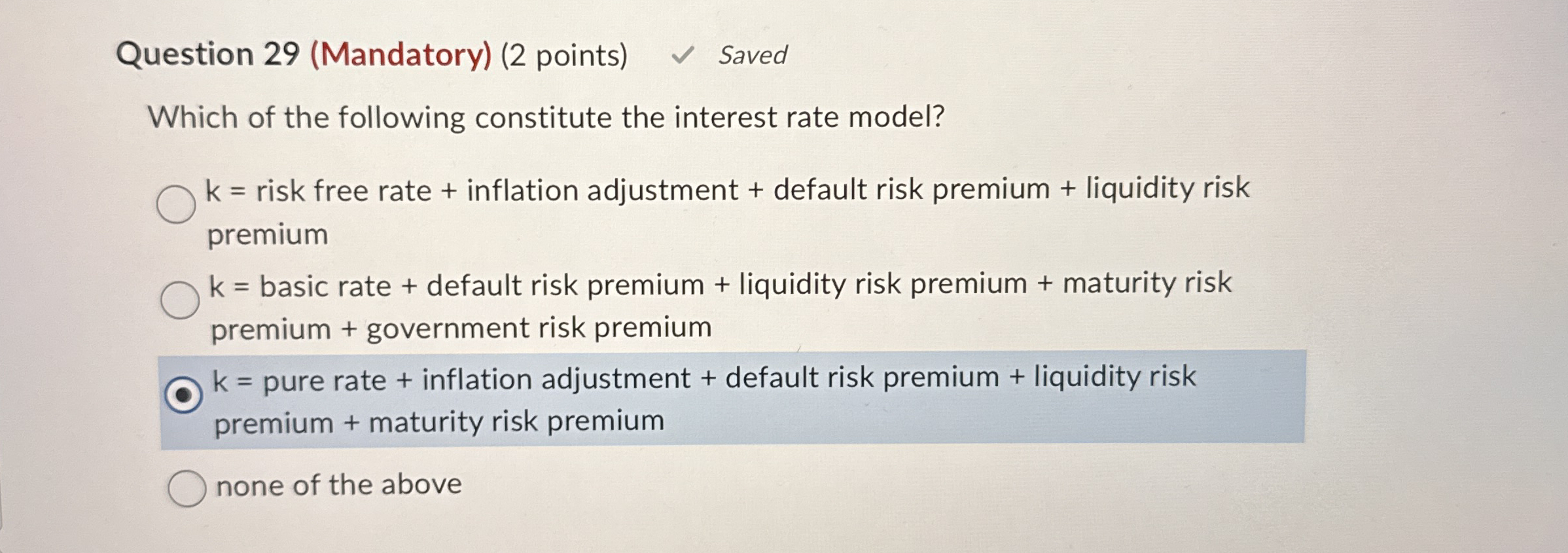 Solved Question 29 (Mandatory) (2 ﻿points)Which of the | Chegg.com