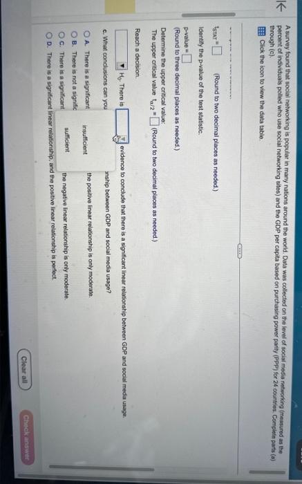 Solved GDP and Social Media Usage DataGDP and Social Media | Chegg.com