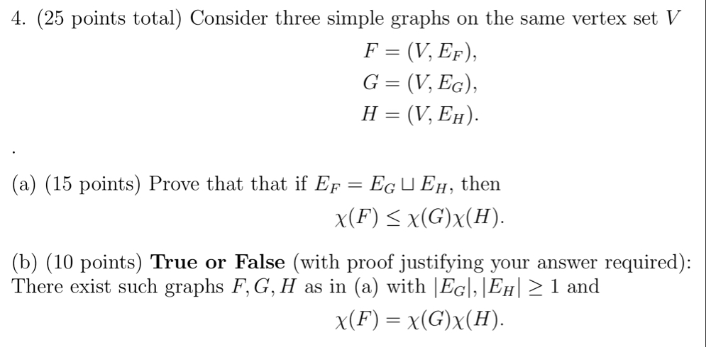 Solved (25 ﻿points total) ﻿Consider three simple graphs on | Chegg.com