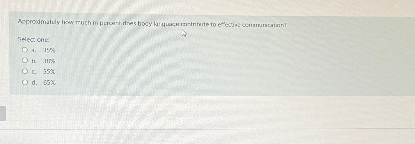 Solved Approximately how much in percent does body language | Chegg.com