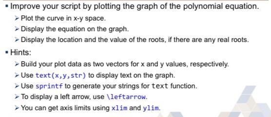 Solved - Improve your script by plotting the graph of the | Chegg.com