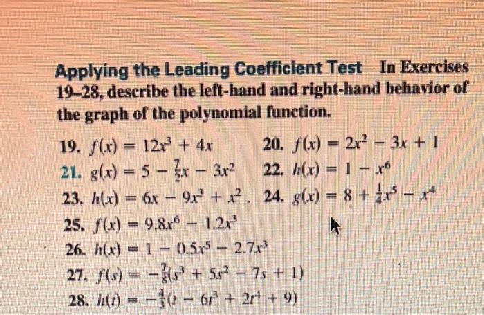 Solved Applying the Leading Coefficient Test. In Exercises | Chegg.com
