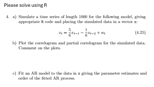 Solved Please solve using R***For part C use the ar() | Chegg.com