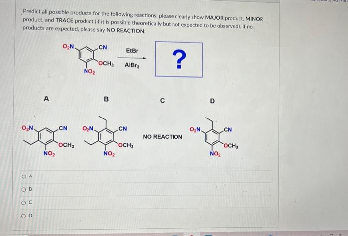 Solved Predict all possible products for the following | Chegg.com