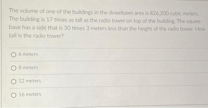 Solved The volume of one of the buildings in the downtown | Chegg.com
