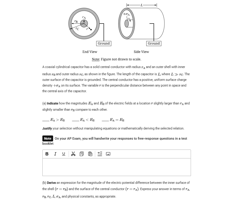 Solved Note: Figure not drawn to scale. A coaxial | Chegg.com