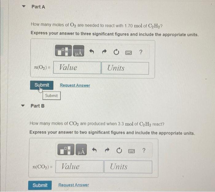 Solved How many moles of O2 are needed to react with 1.70 | Chegg.com