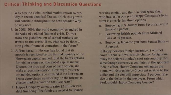 Critical Thinking and Discussion Questions | Chegg.com