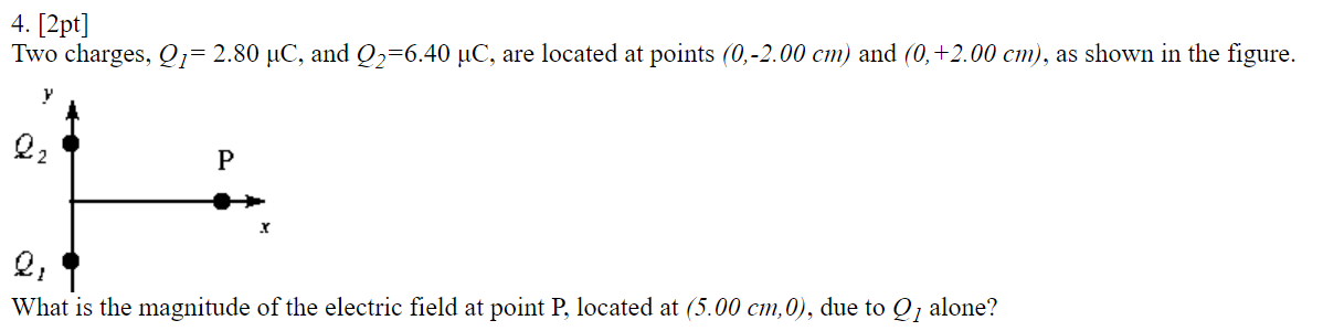 Solved 2ptTwo charges, Q1=2.80μC, ﻿and Q2=6.40μC, ﻿are | Chegg.com