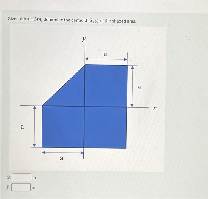 Solved Given the a=3m, determine the centroid (xˉ,yˉ) of the | Chegg.com