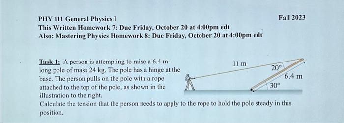 Solved PHY 111 General Physics I This Written Homework 7: | Chegg.com