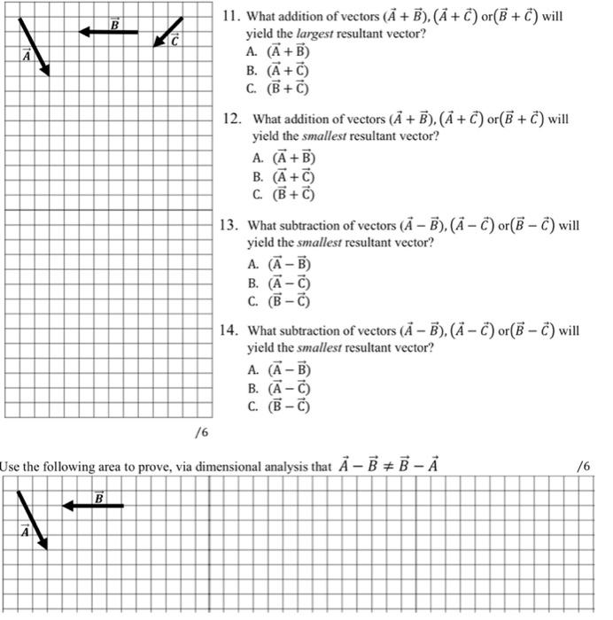 Solved 11. What addition of vectors (A+B),(A+C) or (B+C) | Chegg.com