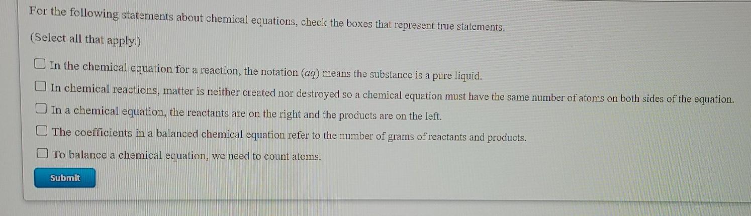 Solved For The Following Statements About Chemical