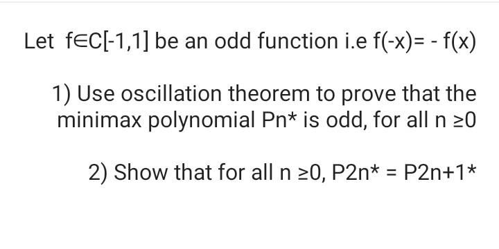 Minimax polynomial Approximation | Chegg.com