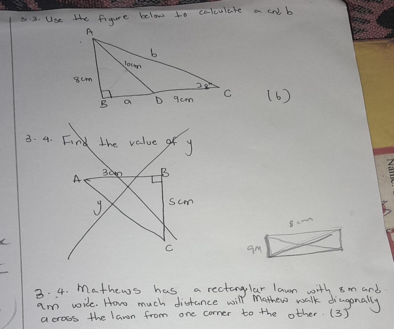 Solved 3.3. Use the figure below to calculate a and b (b) 3. | Chegg.com