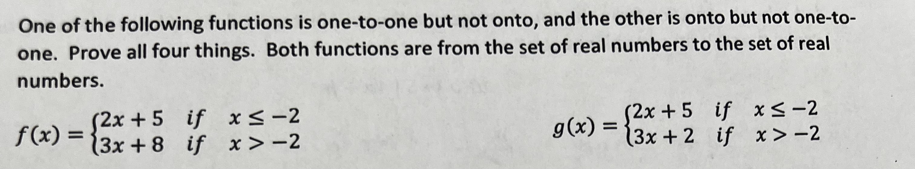 Solved Bijective proof test one of the following functions | Chegg.com