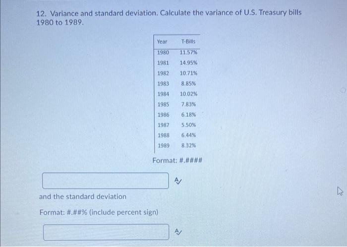 Solved 12. Variance and standard deviation. Calculate the | Chegg.com