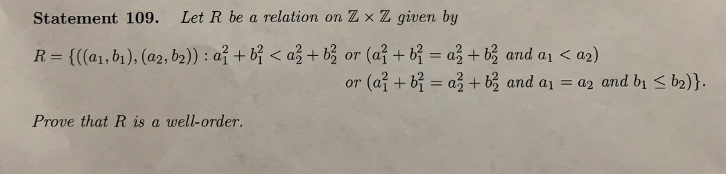 Solved Statement 109. ﻿Let R ﻿be a relation on Z×Z ﻿given | Chegg.com
