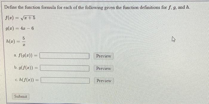 Solved Define the function formula for each of the following | Chegg.com Solved Define the function formula for each of the following | Chegg.com