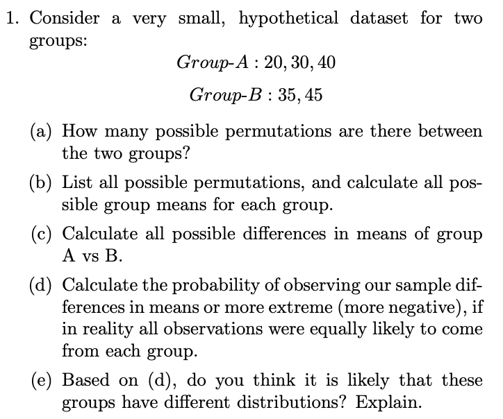 Consider a very small, hypothetical dataset for | Chegg.com