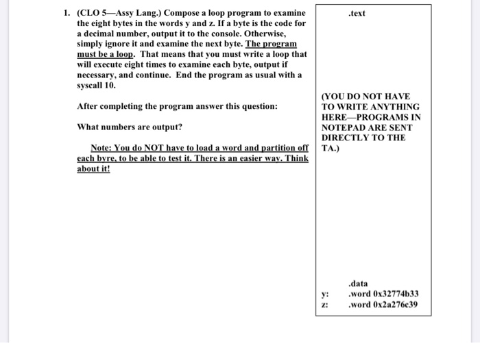 1 Clo 5 Assy Lang Compose A Loop Program To 1938