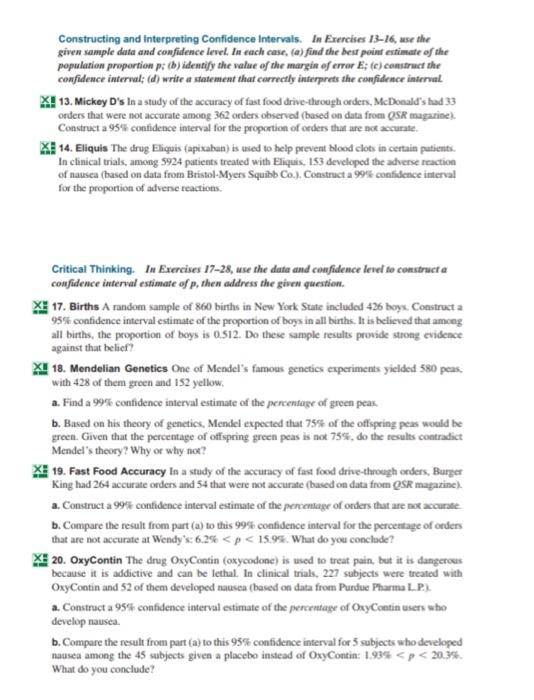 Solved Constructing and interpreting Confidence Intervals. | Chegg.com