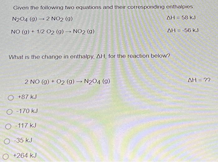 Solved Given the following two equations and their | Chegg.com