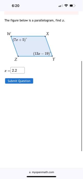 Solved The figure below is a parallelogram, find x. | Chegg.com