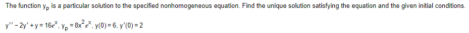 Solved The function yp ﻿is a particular solution to the | Chegg.com