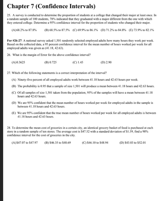 Solved Chapter 7 (Confidence Intervals) 25. A survey is | Chegg.com