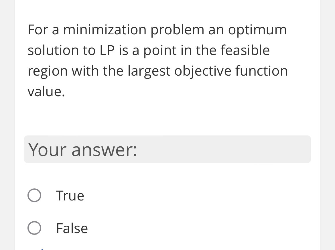 Solved For a minimization problem an optimum solution to LP | Chegg.com
