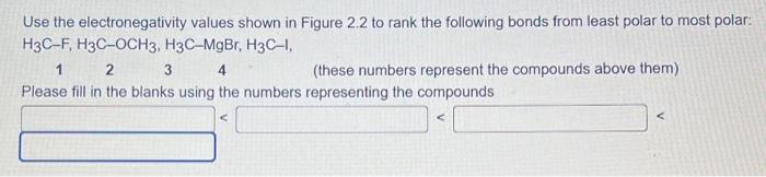 Solved Use the electronegativity values to rank the | Chegg.com