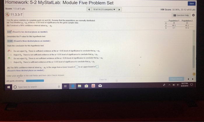 Solved Homework: 5-2 MyStatLab: Module Five Problem Set Save | Chegg.com