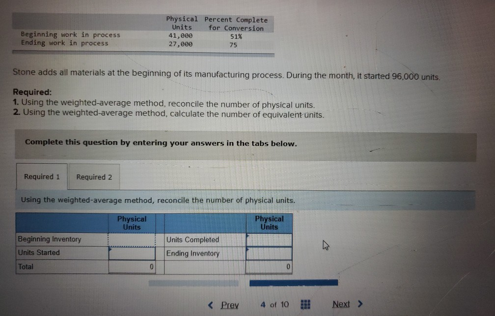 Solved Beginning work in process Ending work in process | Chegg.com
