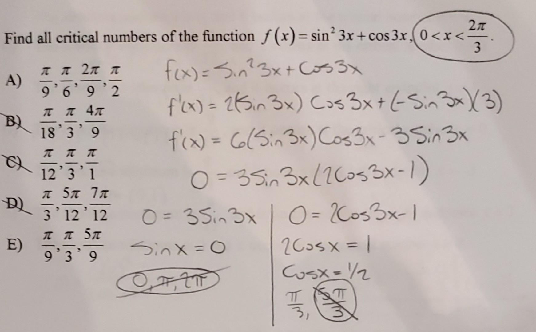 Solved Find all critical numbers of the function | Chegg.com