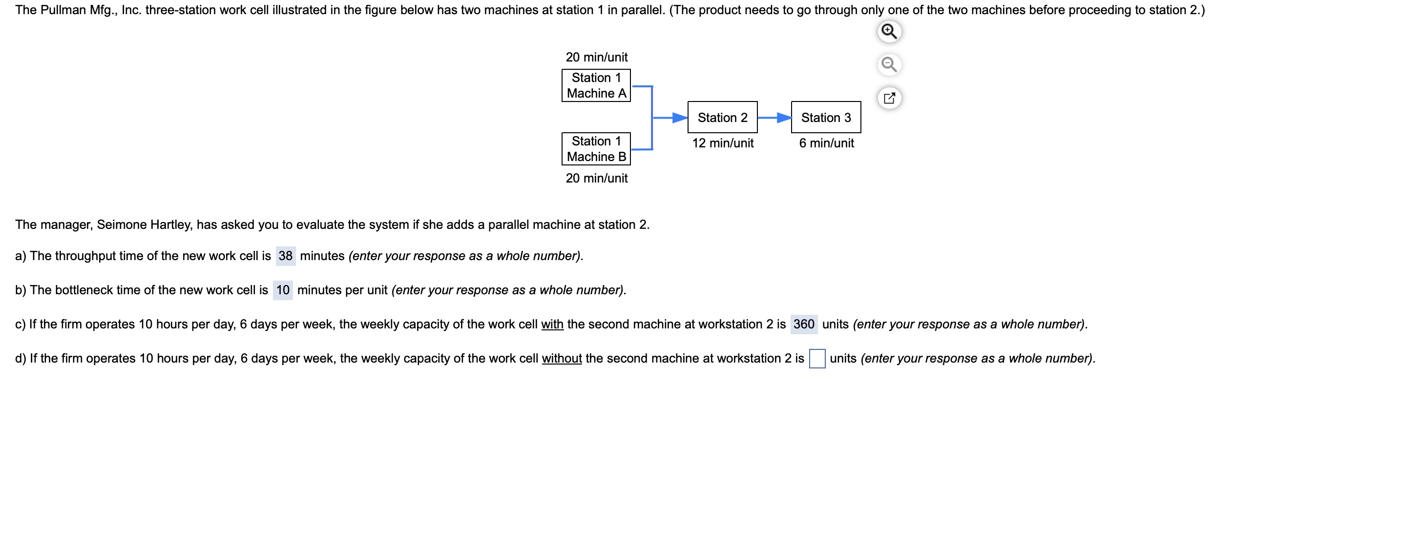 Solved The Pullman Mfg., ﻿Inc. three-station work cell | Chegg.com